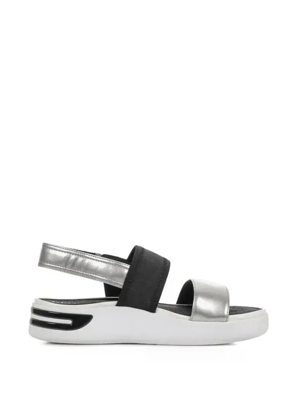 Geox Metallic-effect Touch-strap Sandals - Silver