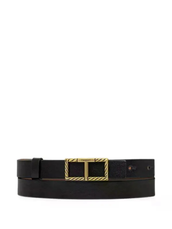 TWINSET Twisted-effect Logo-buckle Belt - Black