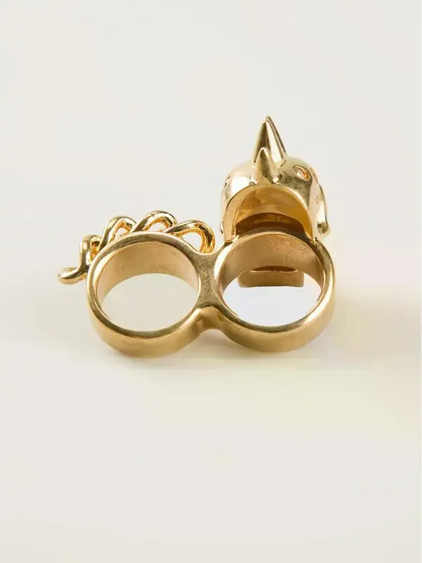 Alexander McQueen Double Finger Mohican Skull Ring