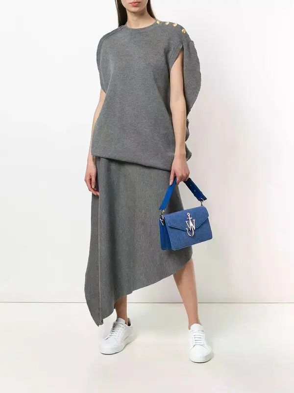 JW Anderson Royal Calf Leather And Wool Felt Logo Purse