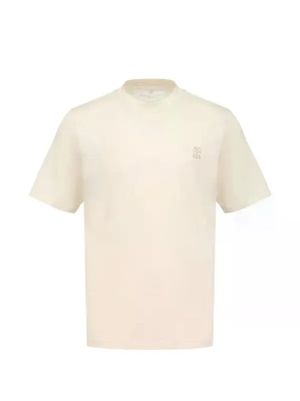Brunello Cucinelli Embroidered Short-sleeve T-shirt - Neutrals
