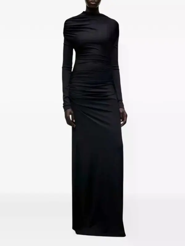 Victoria Beckham Ruched Long-sleeve Maxi Dress