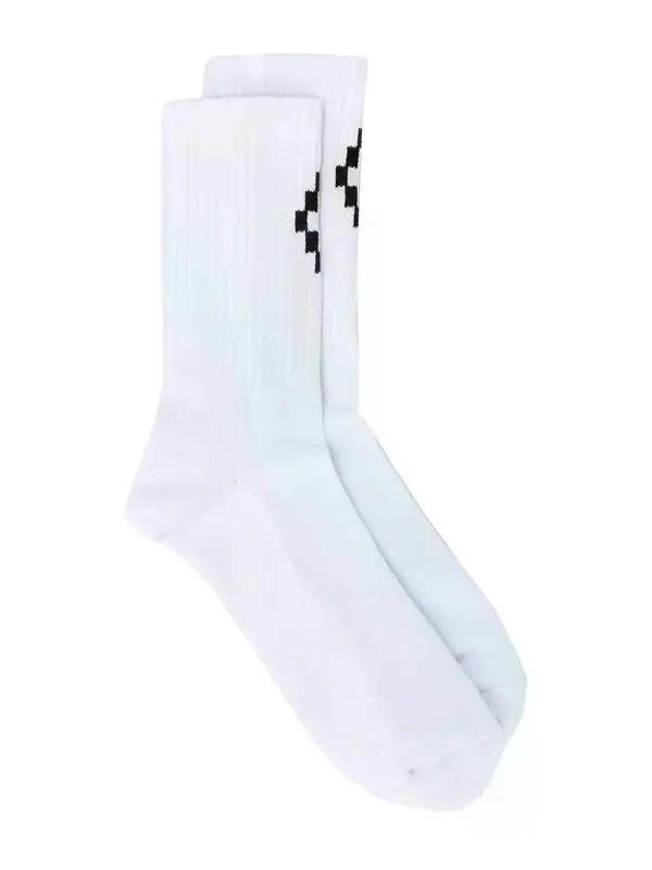 COUNTY OF MILAN Crew Socks With Graphic Detail - White