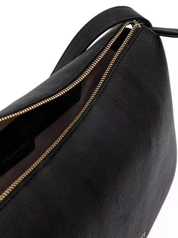 TWINSET Logo Plaque Leather Shoulder Bag