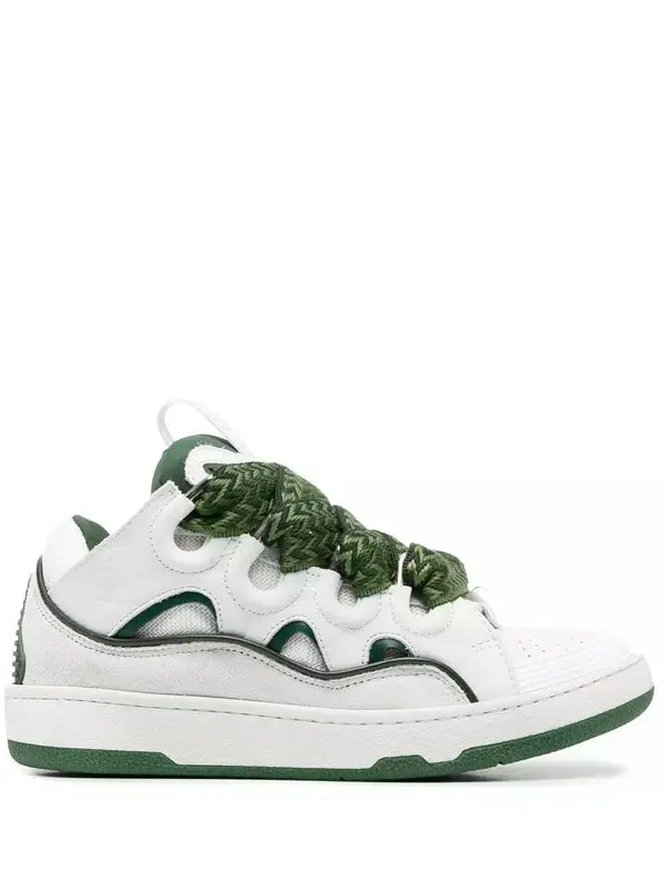 LANVIN Curb Panelled Lace-up Sneakers - White
