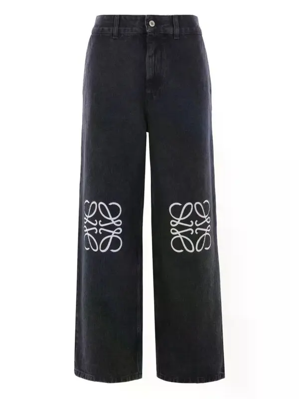 Loewe Anagram Wide-leg Jeans - Black