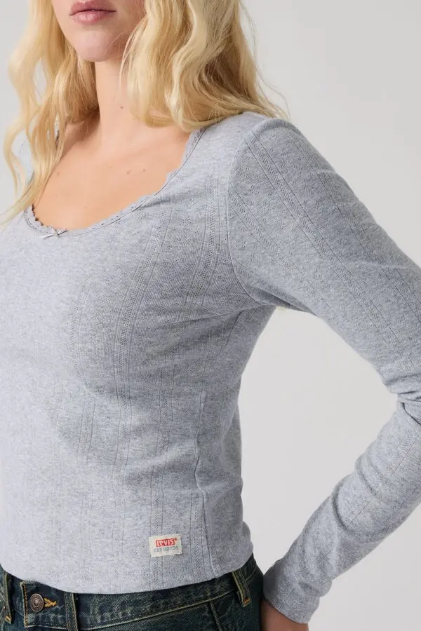 LEVI'S Dry Goods Pointelle Lace Long Sleeve Top