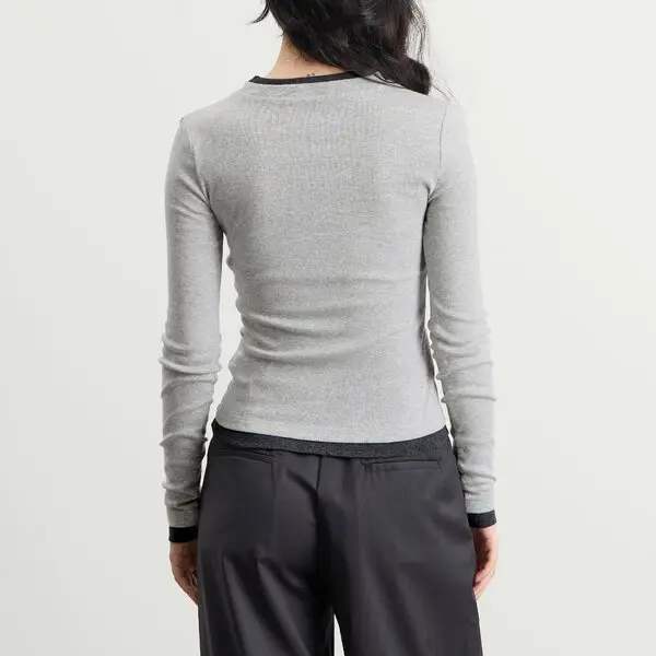 ST. AGNI Organic Cotton V-neck Long Sleeve Top