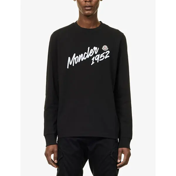 Moncler Scribble Logo-print Long-sleeve Cotton T-shirt