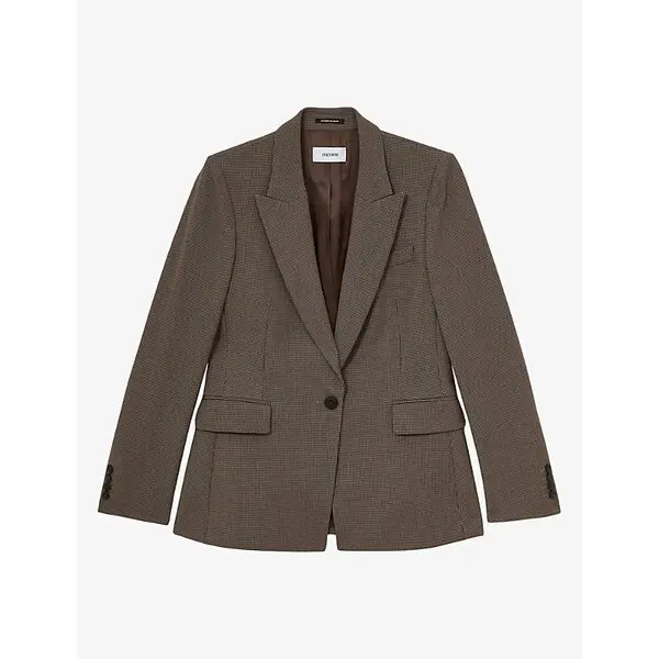REISS Gabi Puppytooth Stretch-woven Blazer
