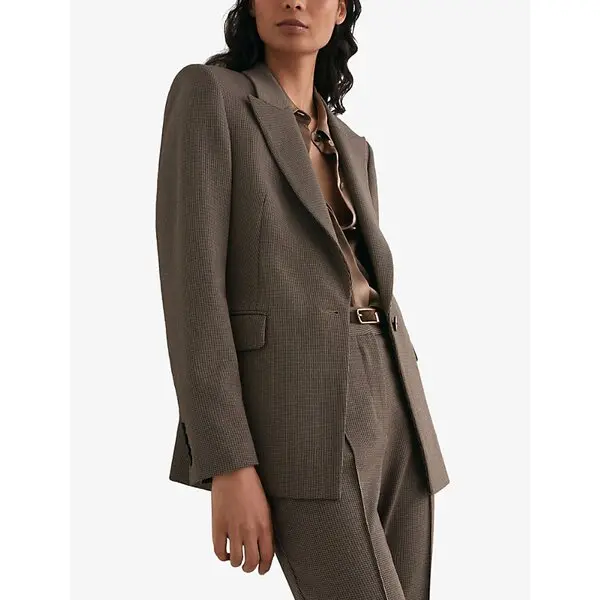 REISS Gabi Puppytooth Stretch-woven Blazer