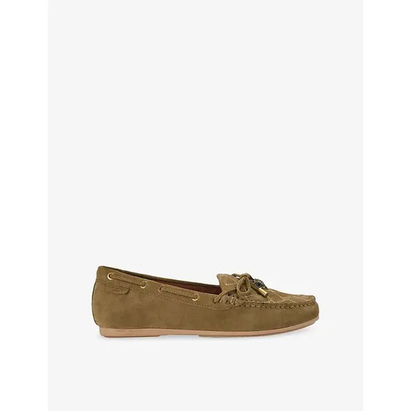 Kurt Geiger Eagle Suede Moccasin Loafers - Tan Comb