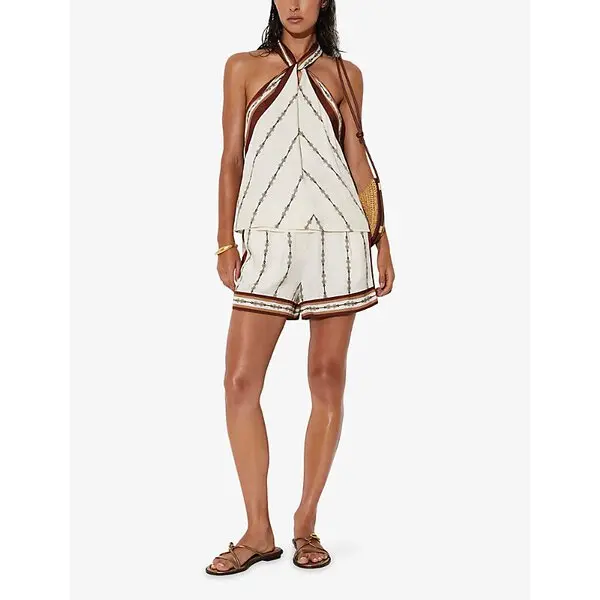 REISS Jayce Halter-neck Satin Top