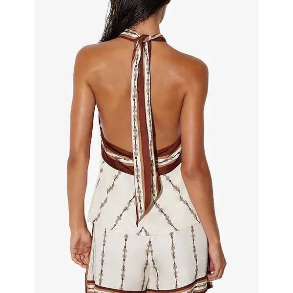 REISS Jayce Halter-neck Satin Top