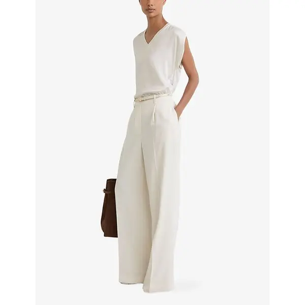 REISS Renita V-neck Silk-blend Top