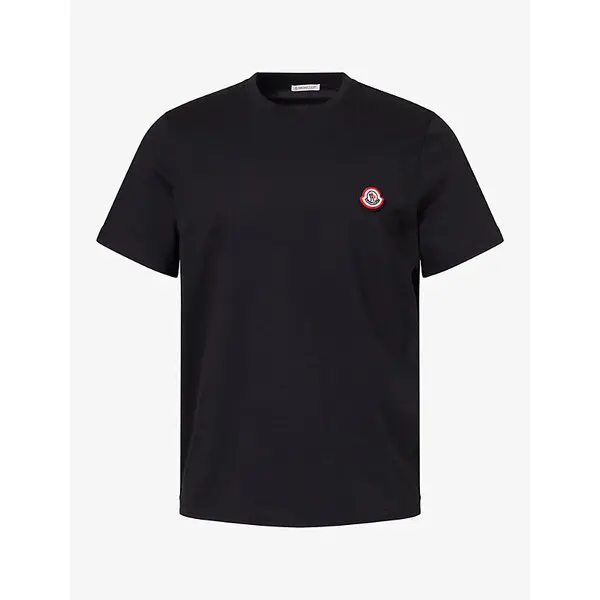 Moncler Emerized Logo-print Short-sleeve T-shirt - Black