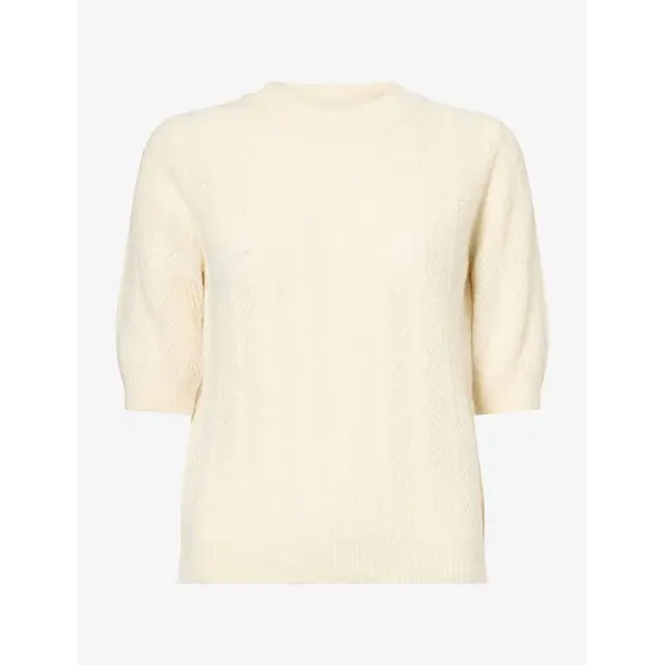 Veronica Beard Shana Pointelle-knit Alpaca-blend Top
