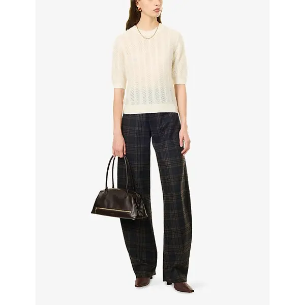 Veronica Beard Shana Pointelle-knit Alpaca-blend Top