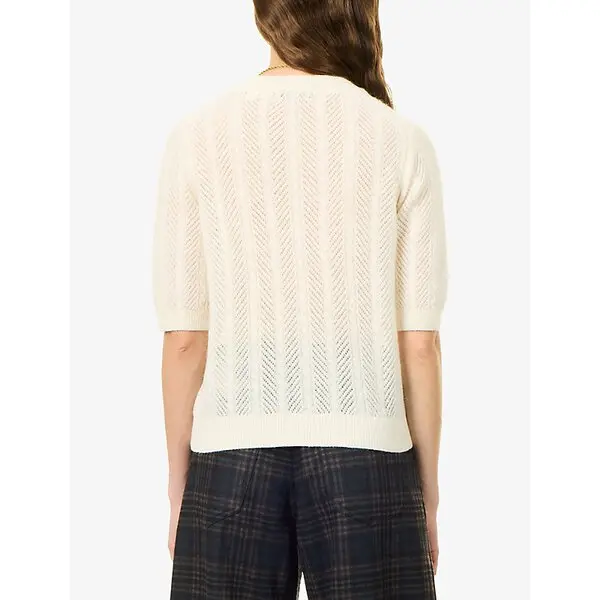 Veronica Beard Shana Pointelle-knit Alpaca-blend Top