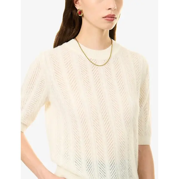 Veronica Beard Shana Pointelle-knit Alpaca-blend Top