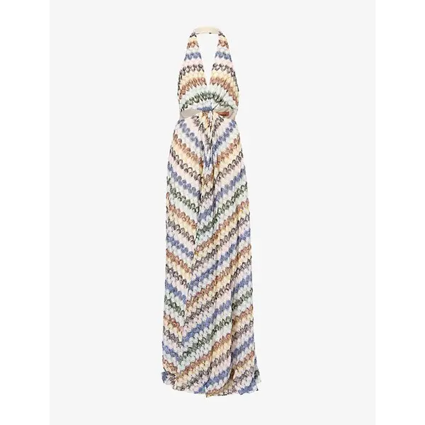 Missoni Halter-neck Chevron Knitted Maxi Dress - Multi Light Version