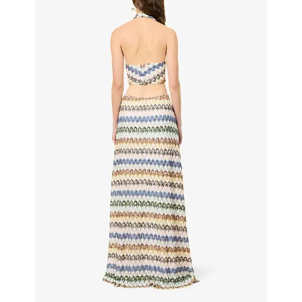 Missoni Halter-neck Chevron Knitted Maxi Dress