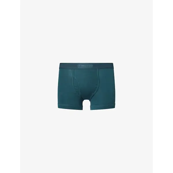 TOM FORD Tonal Logo-waistband Cotton-jersey Boxer Briefs - Emerald