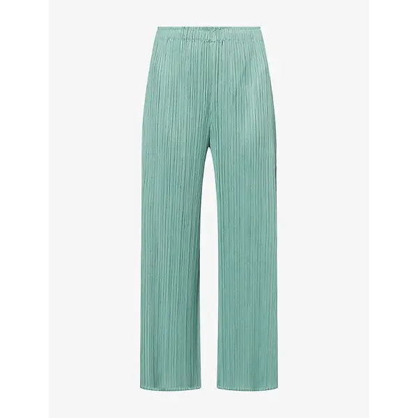 Issey Miyake Pleated Ankle-crop Knitted Trousers - Green