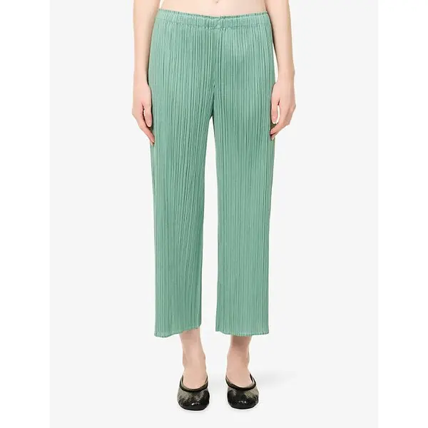 Issey Miyake Pleated Ankle-crop Knitted Trousers