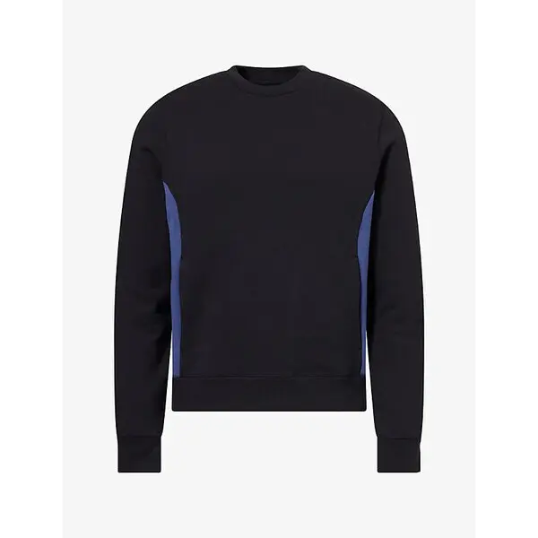 Moncler Contrast Crewneck Cotton-jersey Jumper - Black