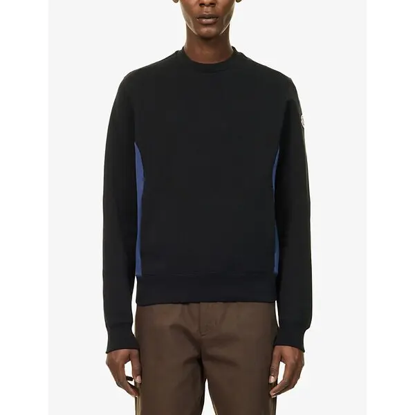 Moncler Contrast Crewneck Cotton-jersey Jumper