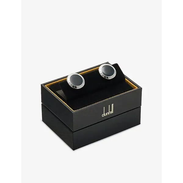 Dunhill Ad Coin Onyx Silver Cufflinks