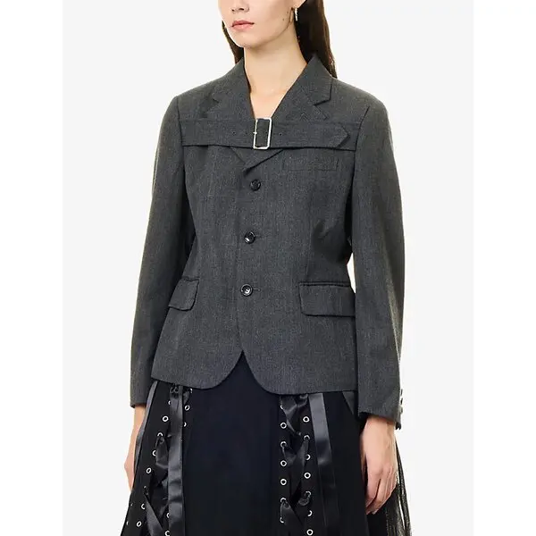 Comme Des Garçons Buckle Notch-lapel Wool Blazer