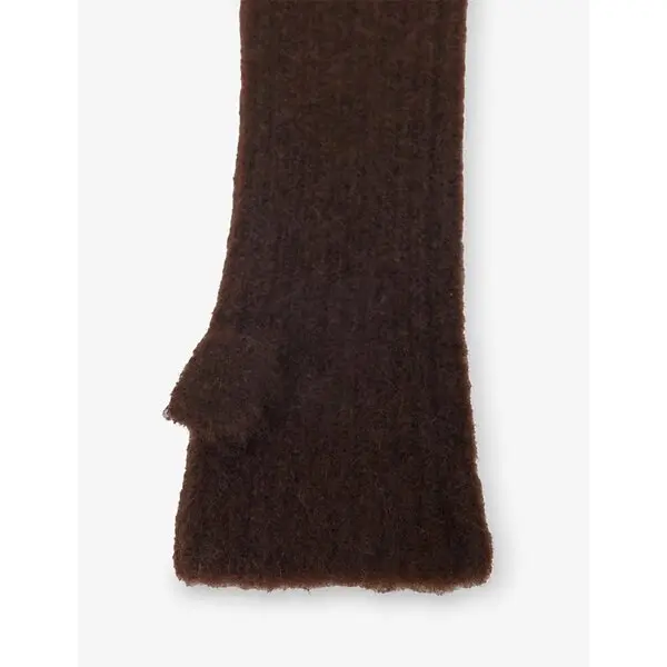 Maje Ribbed Yak-blend Mittens With Hardware Embellishment