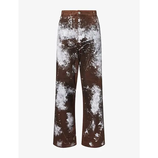 BASKETCASE Hench Paint Splatter Cotton Denim Jeans - Brown