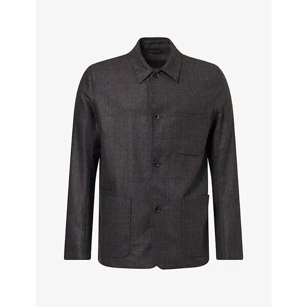 Paul Smith Flannel Patch-pocket Wool Jacket - Slate