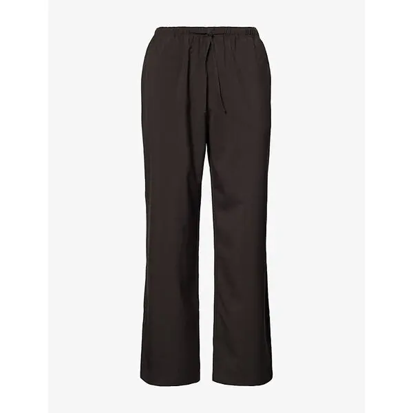 FRAME Easy Straight-leg Wool Trousers - Deep Brown