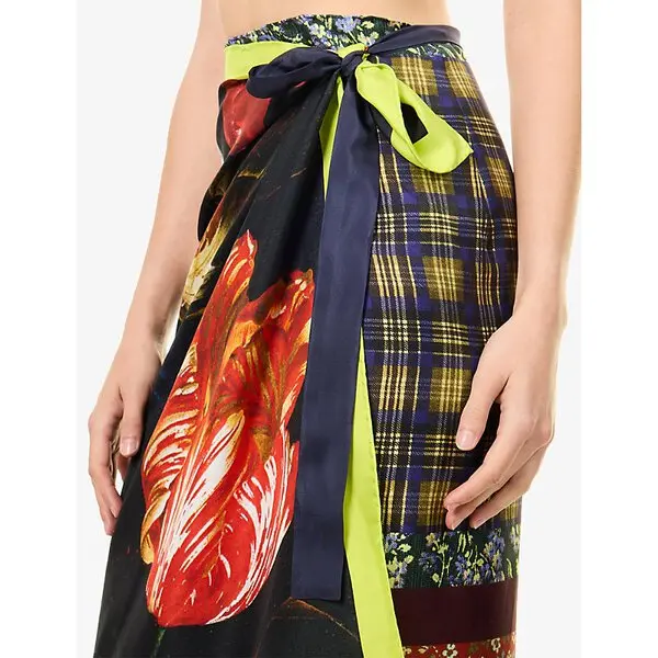 Dries Van Noten Scarf-print Wrap Midi Skirt