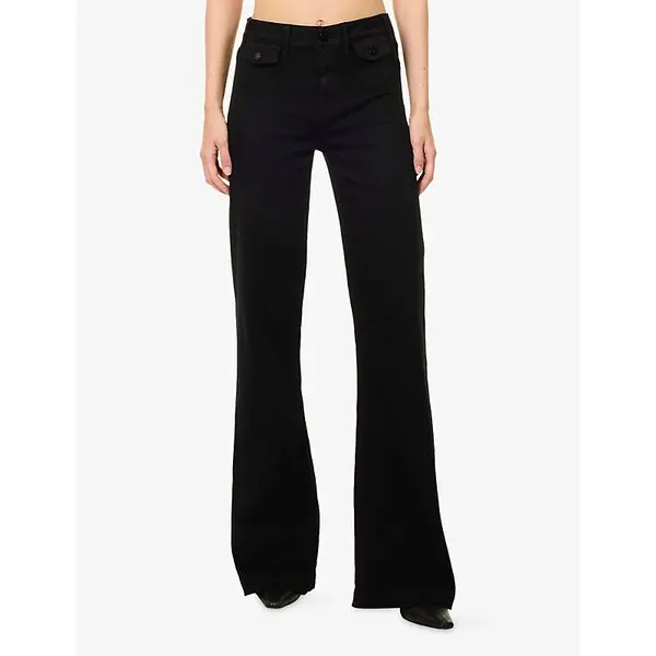 Paige Leenah Patch-pocket Wide-leg Stretch-denim Jeans