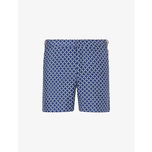 Orlebar Brown Bulldog Tessoro Jacquard Swim Shorts - Night Iris/white Sand