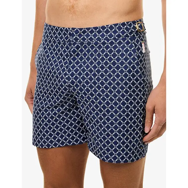 Orlebar Brown Bulldog Tessoro Jacquard Swim Shorts - Night Iris/white Sand