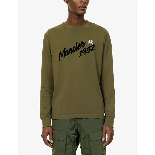 Moncler Scribble Logo-print Long-sleeve Cotton T-shirt
