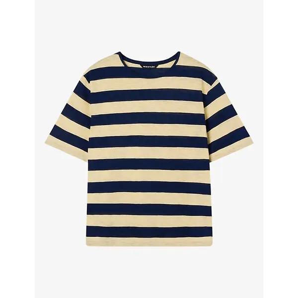 Whistles Wide Stripe-print Cotton T-shirt - Blue