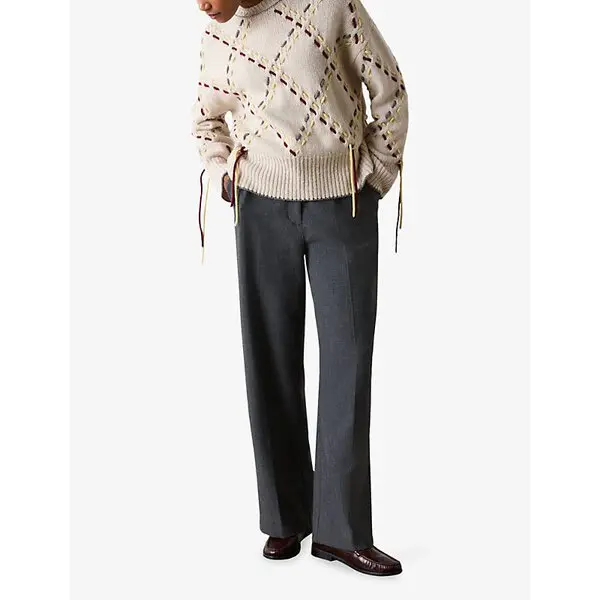 Whistles High-rise Straight-leg Stretch-woven Trousers