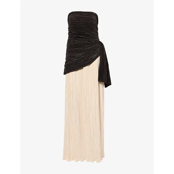 Simkhai Laia Strapless Satin Maxi Dress - Black Multi