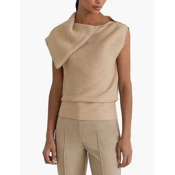 REISS Asymmetric Neck Zip Vest