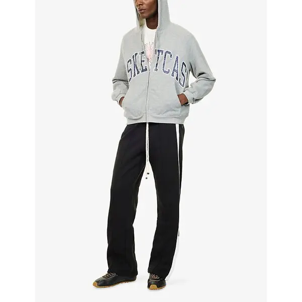 BASKETCASE Logo-print Athletics Studded Full-zip Jersey Hoodie