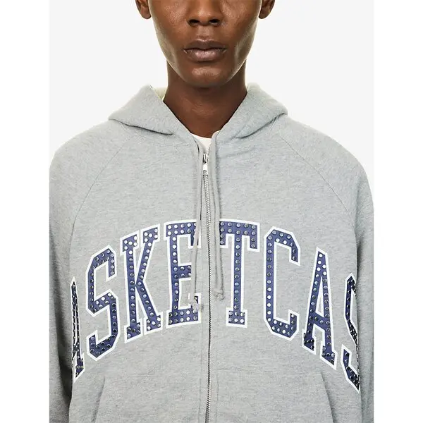 BASKETCASE Logo-print Athletics Studded Full-zip Jersey Hoodie
