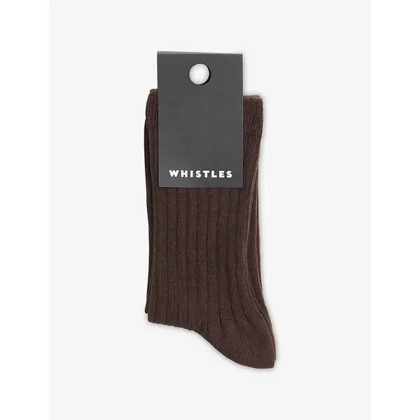 Whistles Ribbed Stretch-cotton Socks - Brown