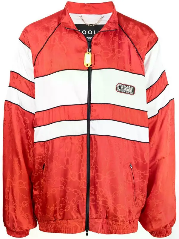 COOL T.M Logo-patch Striped Sports Jacket - Red
